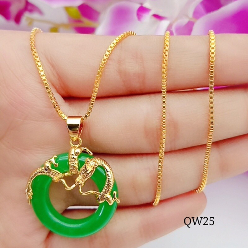 Jual promo kalung titanium 17 model giok naga asli kalung permata ...