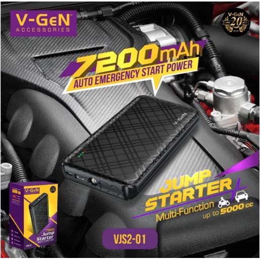 Jual VGEN Powerbank Jump Starter 7200mAh V-GeN Power Bank Jumper Aki ...