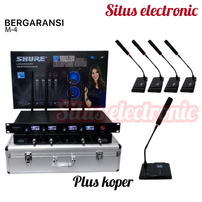 Jual Microphone Meja wireless SHURE M4 M 4 free koper microphone podium mic rapat | Shopee Indonesia