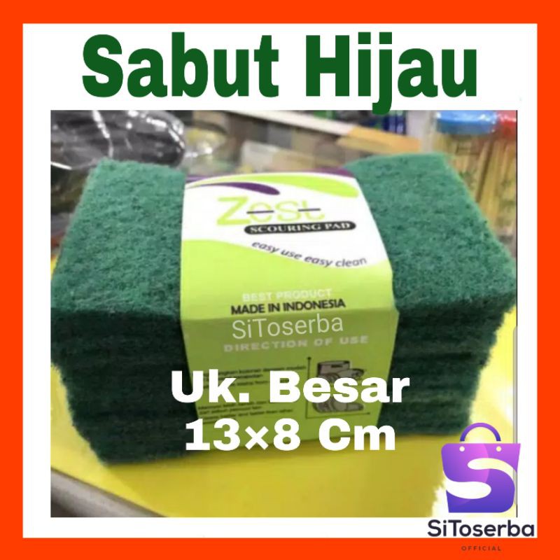Jual SABUT HIJAU CUCI PIRING UKURAN BESAR 13X8 CM - SPON CUCI PIRING ...