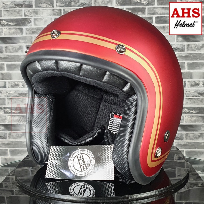 Jual HELM RETRO DAG LINE 2 DEWASA FULL LEHER PREMIUM ORIGINAL SNI ...