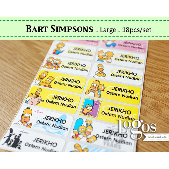 Jual Bart Simpsons LARGE. Stiker label nama waterproof stiker nama anak ...
