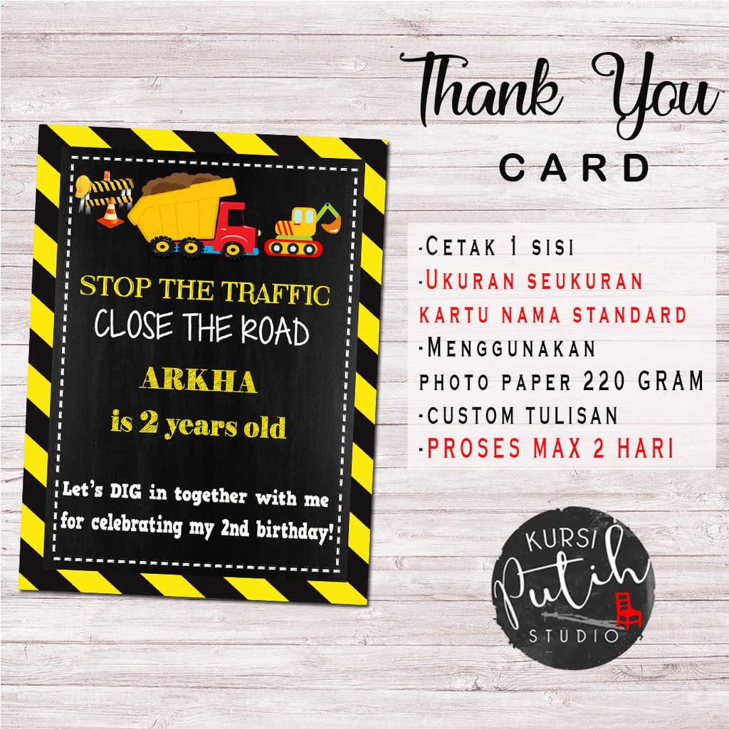 Jual Birthday thank you card tema construction / mobil | Shopee Indonesia