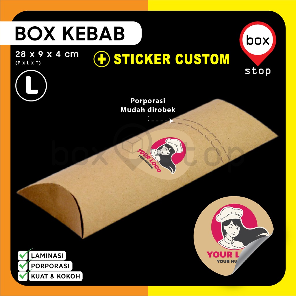 Jual Paket Combo Box Kotak Dus KEBAB + Stiker Logo Custom (50 Set ...