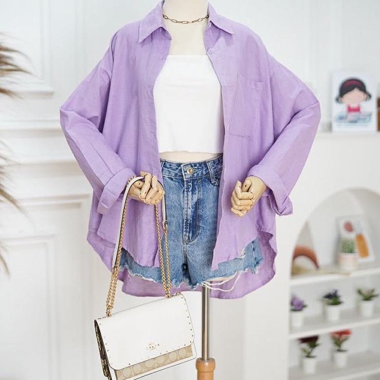 Jual 레 kemeja linen-oversized shirt-linen oversized Update | Shopee ...