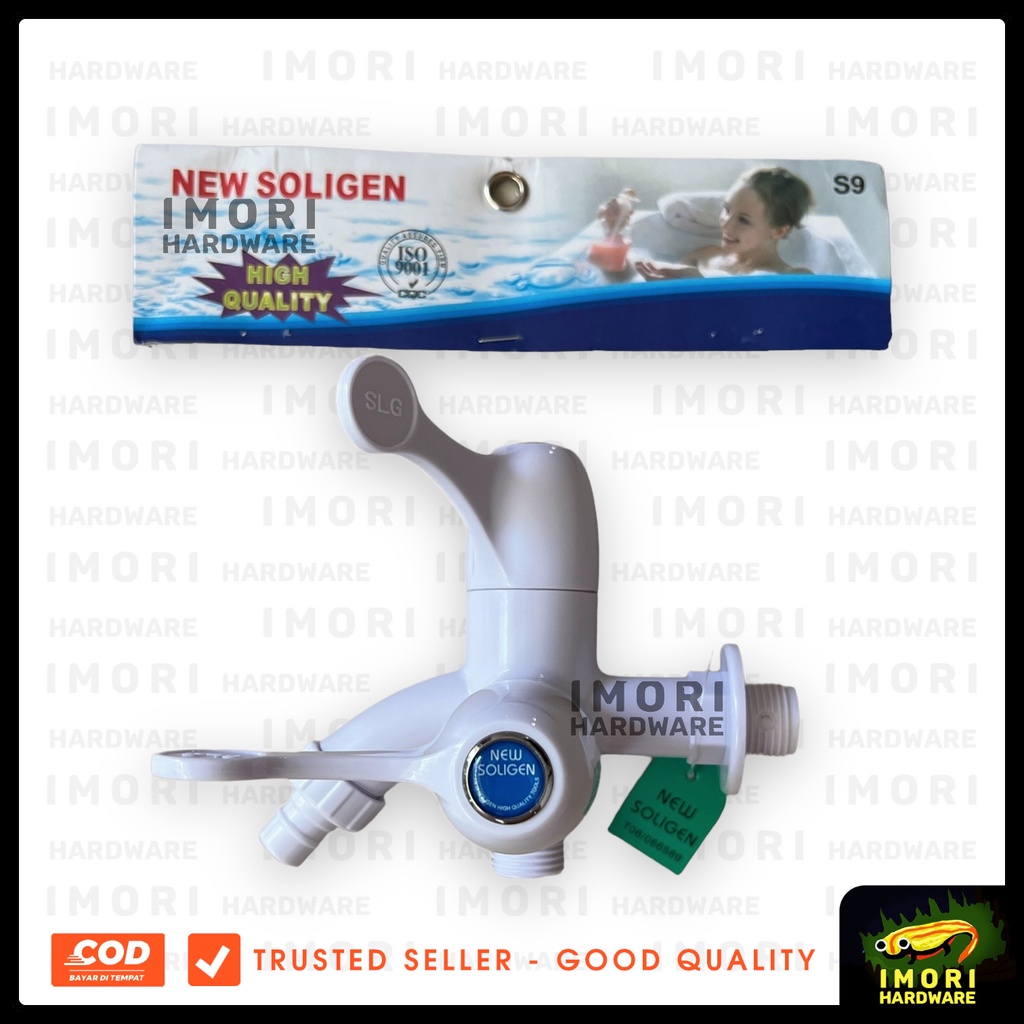 Jual SOLIGEN Kran Tembok PVC Chrome Cabang 2 Double Shower Toilet keran ...