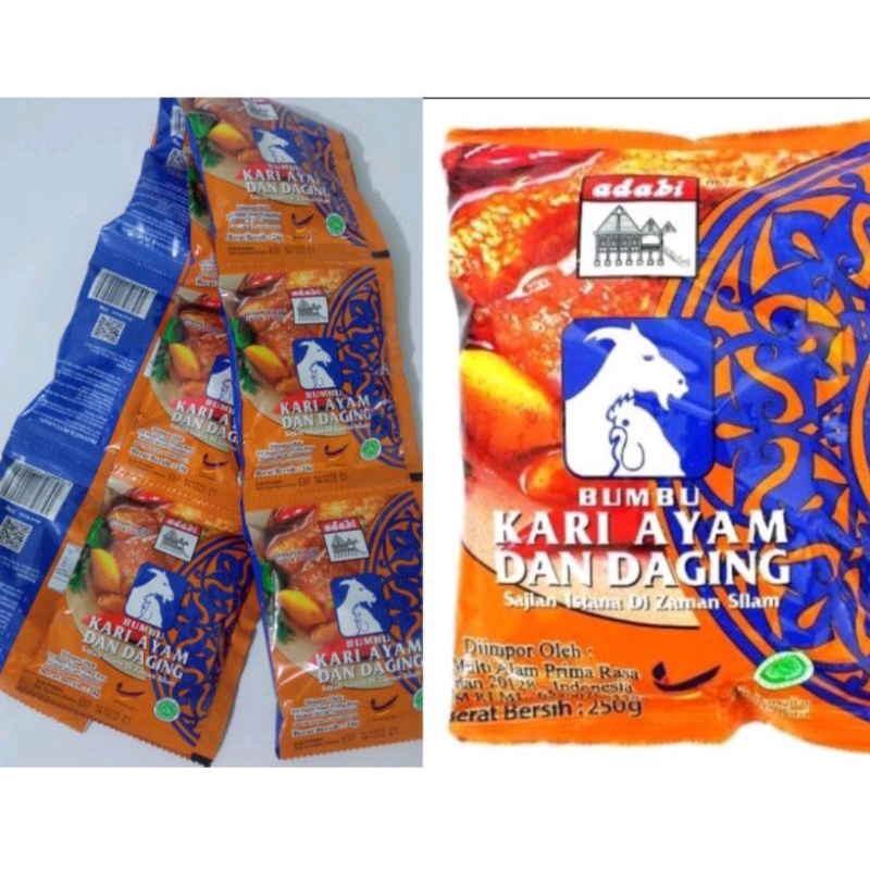 Jual ADABI Kari Ayam Dan Daging | Kemasan 250 gr atau Rentengan 12 ...