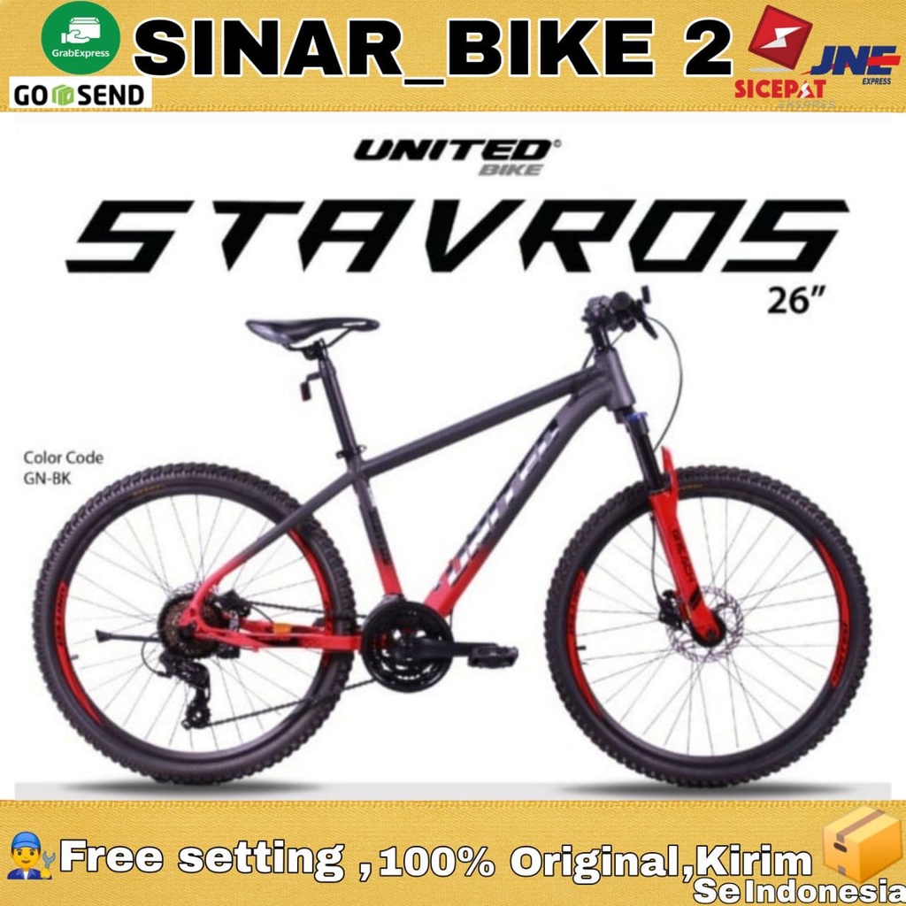 Jual Sepeda Gunung 26 Inch MTB UNITED STARVROS Alloy Hidrolik 3x8 Speed ...