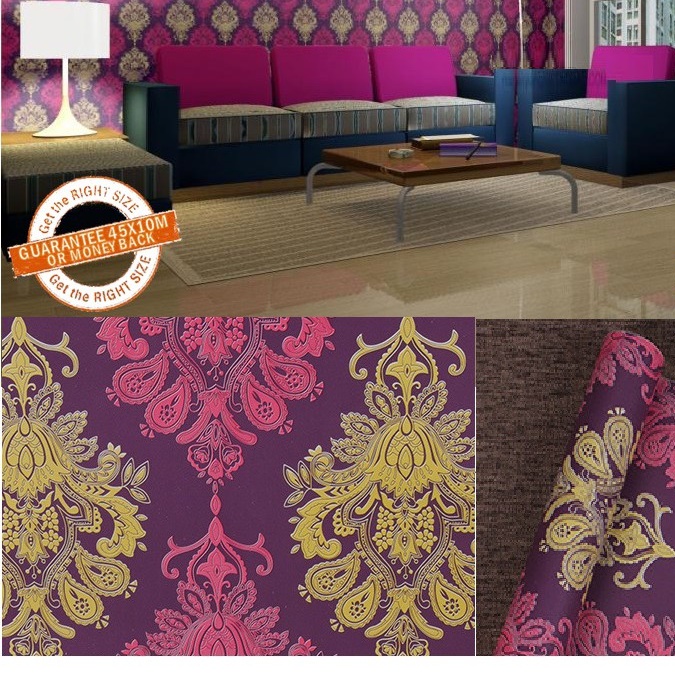 Jual DTG Wallpaper Dinding Batik Merah Hitam Coklat Pink Maron Motif ...