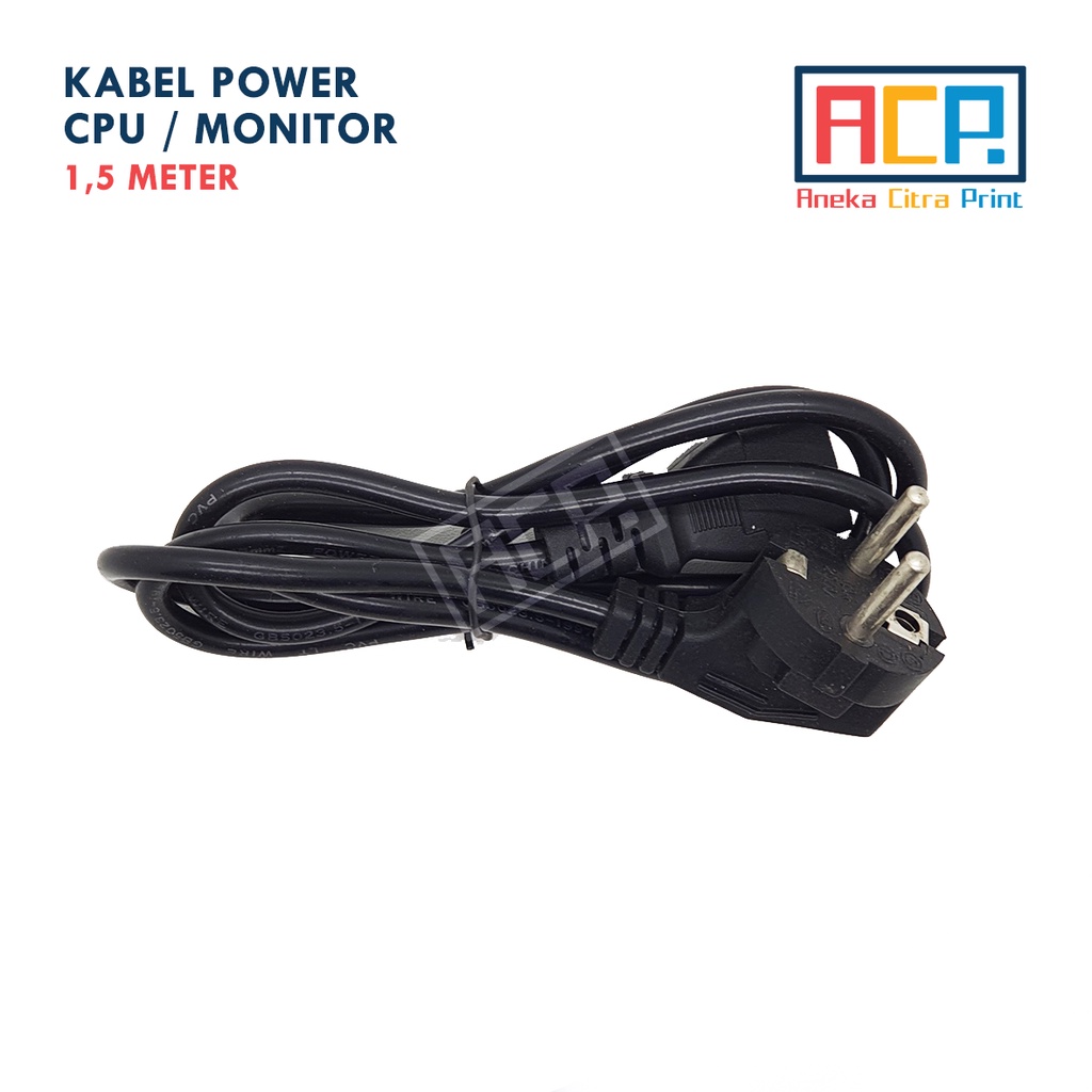 Jual Kabel Power CPU / Monitor 3 Lubang - 1,5 meter | Shopee Indonesia