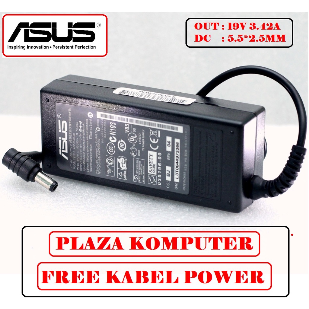 Jual Adaptor Charger Laptop Asus X45 X45A X45U X45VD X45C 19V 3.42A ...
