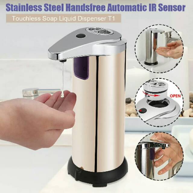 Jual Dispenser shampoo sabun cair otomatis sensor tangan IR stainless ...