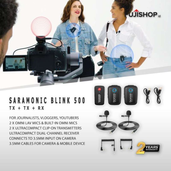 Jual SARAMONIC BLINK 500 B2 WIRELESS OMNI LAVALIER MIC SYSTEM (TX+TX+RX) | Shopee Indonesia
