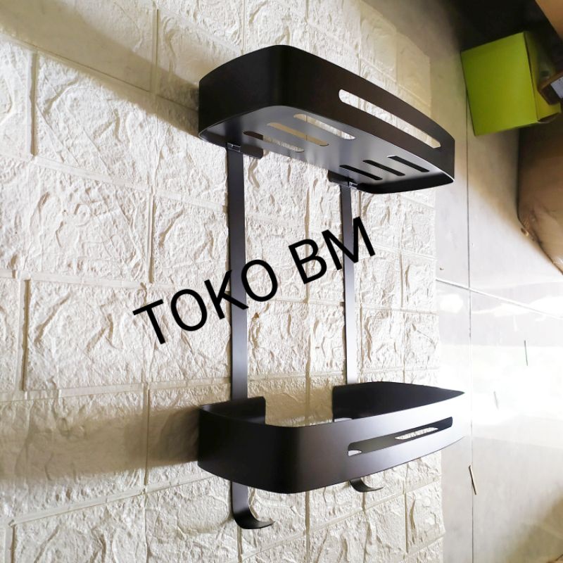 Jual RAK SABUN SEGI SUSUN STAINLESS SUS 304 HITAM DOFF/TEMPAT SABUN ...