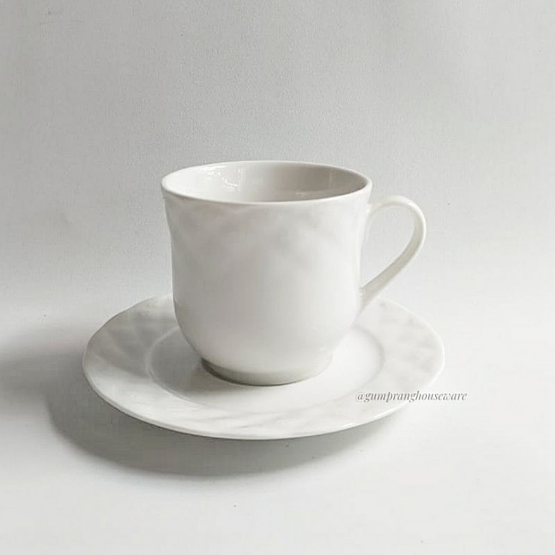 Jual cangkir kopi keramik putih polos/ white cup & saucer | Shopee ...