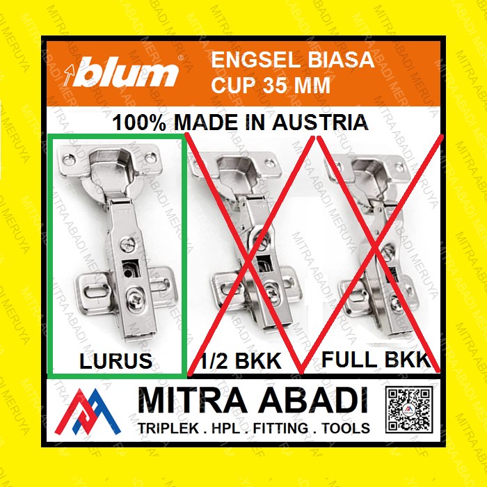 Jual Engsel BLUM Engsel Sendok BLUM NON Slowmotion Lurus | Shopee Indonesia