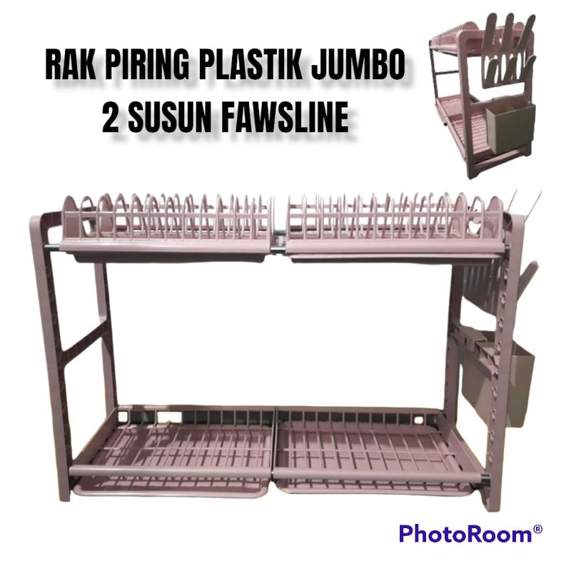 Jual RAK PIRING JUMBO 2 SUSUN FAWSLINE PLASTIK RAK DAPUR PORTABLE ...