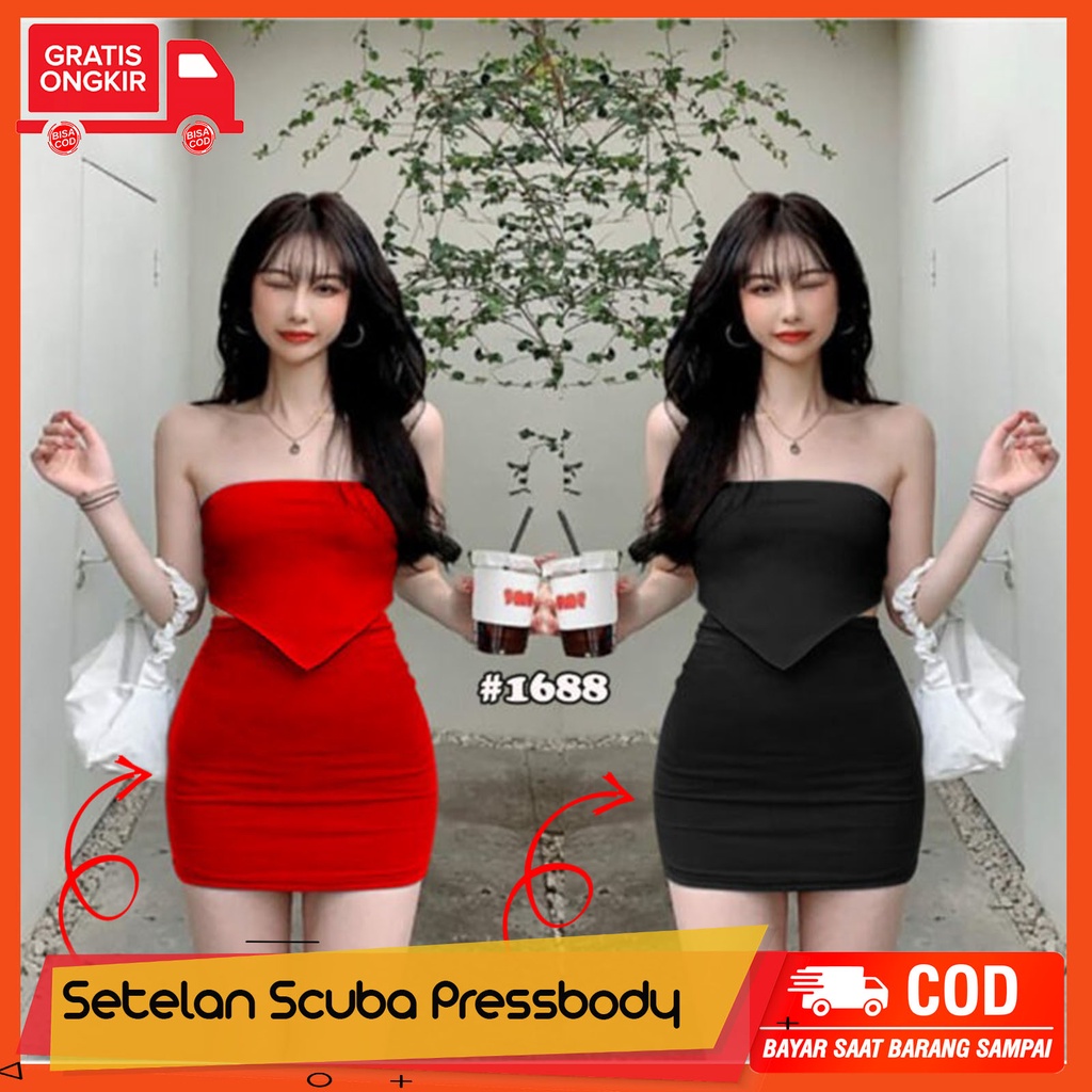 Jual One Set Rok 1688 Hitam Merah Sexy Fashion 2 in 1 Rok adan Atasan ...