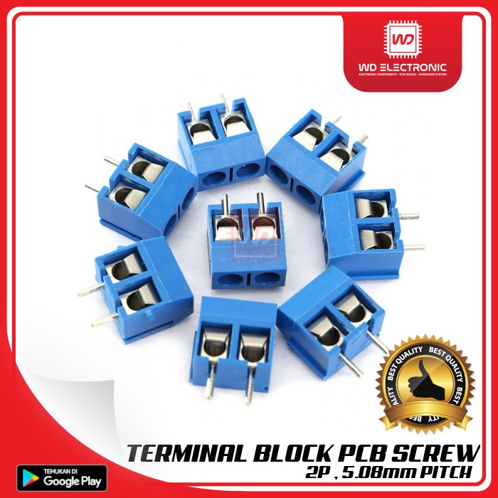 Jual TERMINAL BLOCK SCREW 2PIN 2 PIN 5.08MM PITCH TERMINAL BIRU 2PIN ...