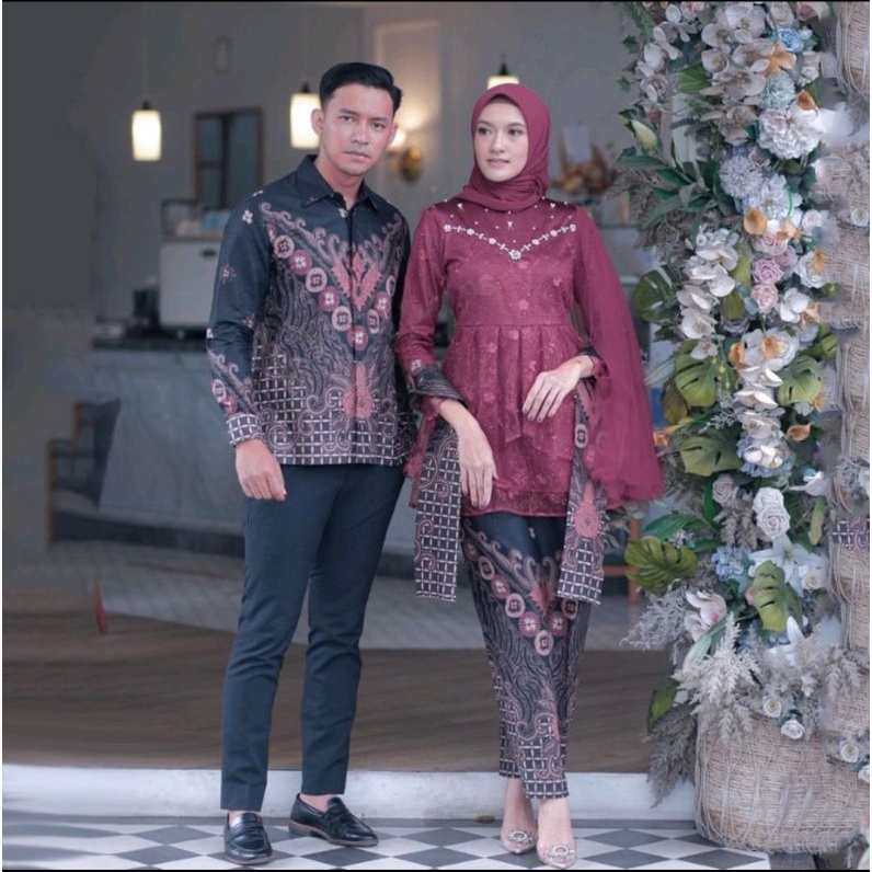 Jual New Collection - Kebaya Couple Nabila Payet Tulle Mutiara Kombinasi Tutu Jaring - Baju ...