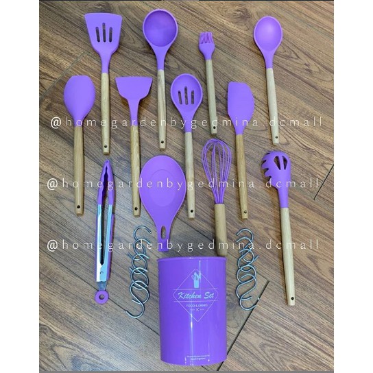 Jual Kitchen Set Isi 12pcs + Bucket Ungu ( Free Hooks ) | Shopee Indonesia