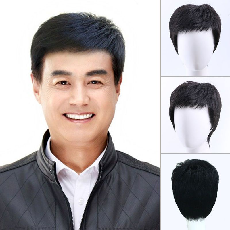 Jual Wig pria rambut pendek setengah baya dan tua rambut asli papan ...