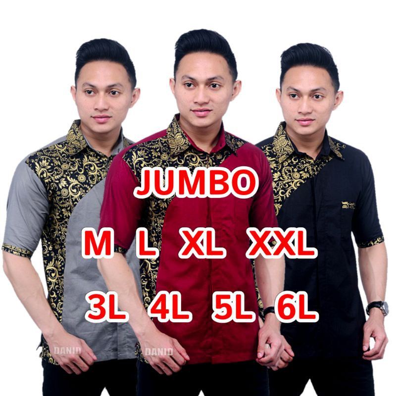 Jual KEMEJA PRIA LENGAN PENDEK KOMBINASI JUMBO M L XL XXL 3L 4L 5L 6L | Shopee Indonesia