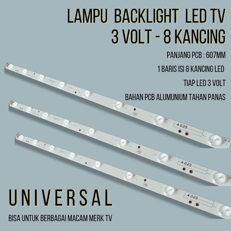 Jual Lampu LED Kancing 3V 8K Backlight TV 3 Volt 8 Kancing Cembung Universal | Shopee Indonesia