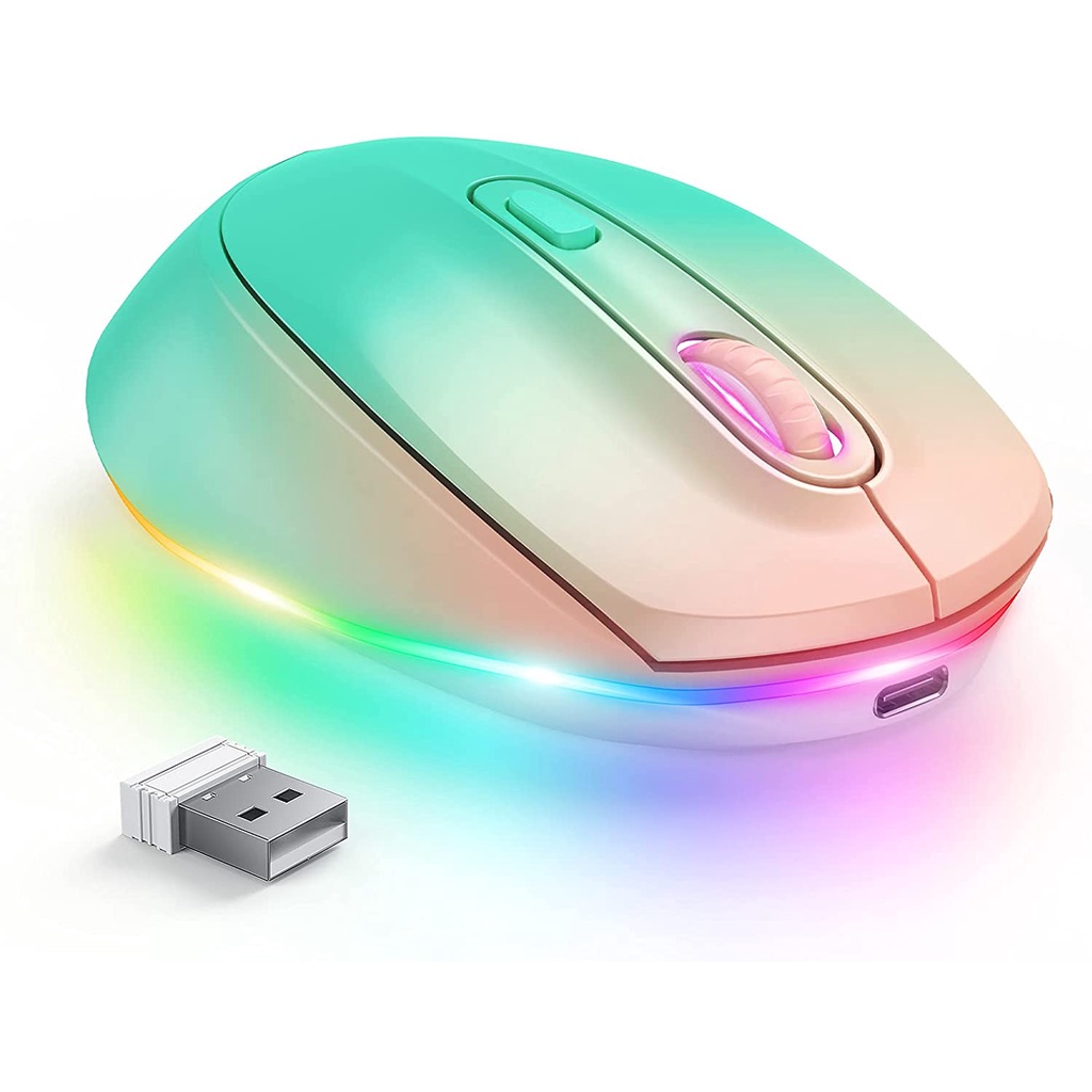Jual Mouse Wireless Laptop Silent Click 1600DPI USB LED Lilac Bluetooth ...