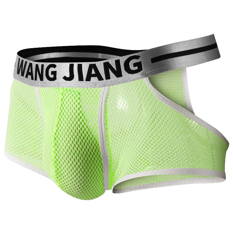 Jual Sexy Men Mesh Hole Underwear Man Boxers Short Underpants Plus Size ...