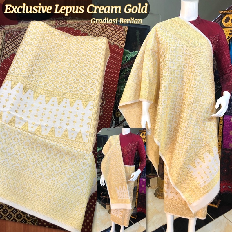 Jual EXCLUSIVE Songket Lepus warna Cream Gebeng ORI/songket tenun asli palembang /ilham songket ...
