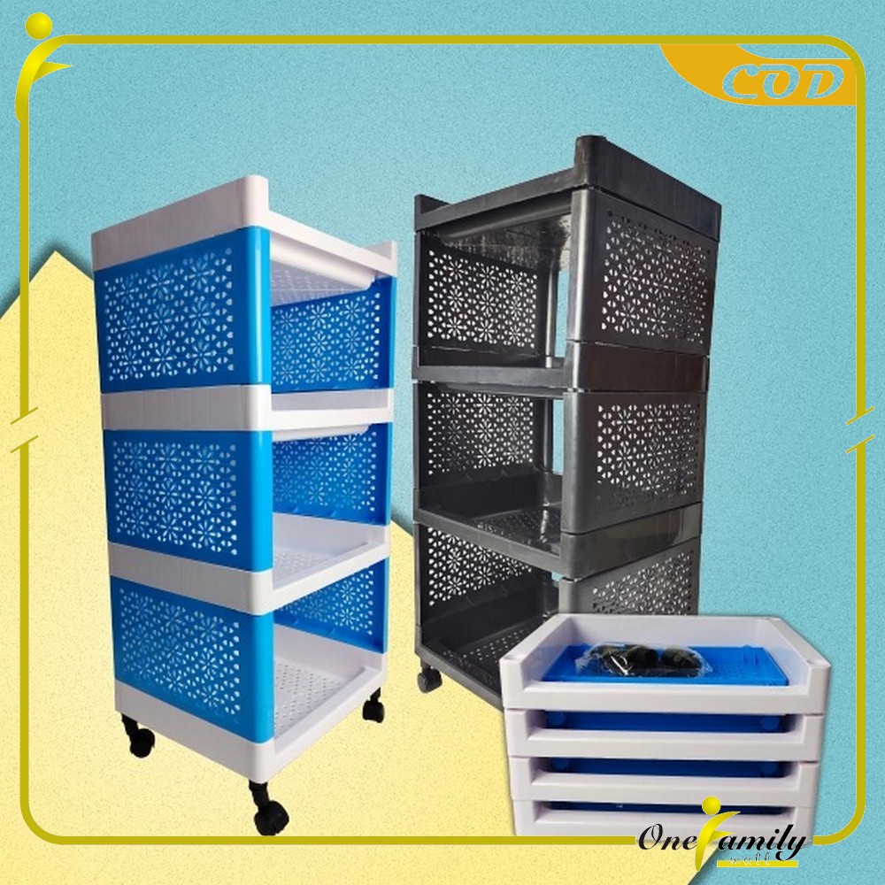 Jual ONE-C422 Rak Apartemen Rak Susun Plastik Serbaguna / Rak Susun Roda / Rak Portable Rak buku ...