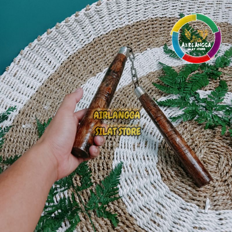 Jual Double stik kayu nunchaku ruyung model kayu dobel stik kayu ...