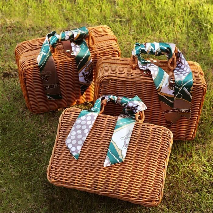 Jual Keranjang Rotan Piknik Parcel Hampers Box Picnic Box Large ...