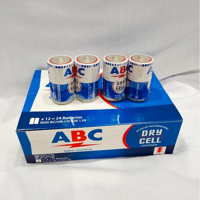 Jual Baterai 1 PASANG (2 BUAH) ABC Biru Besar D size 1.5V / Batere ...