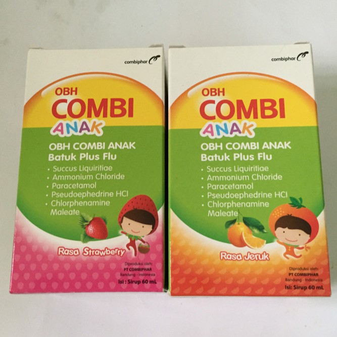 Jual OBH COMBI ANAK 60ML RASA JERUK/STRAWBERRY OBAT BATUK ANAK PLUS FLU ...