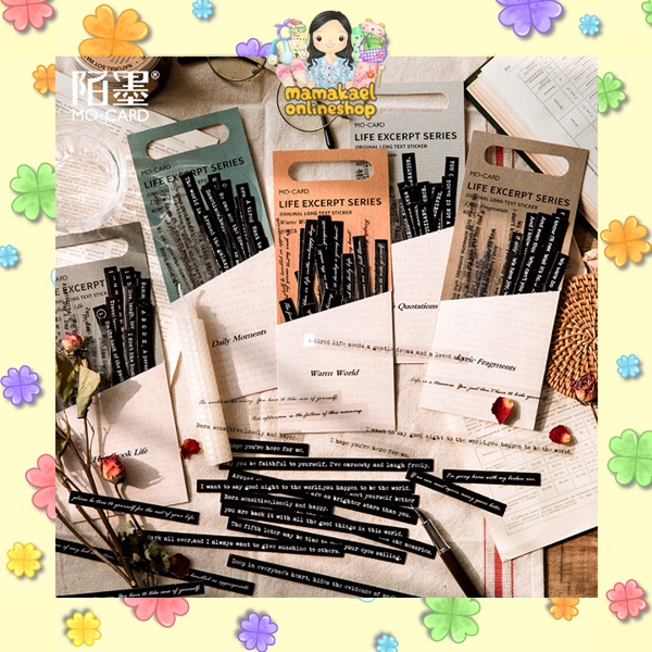Jual 1 set 40 lembar long text quotes sticker deco sticker tulisan ...