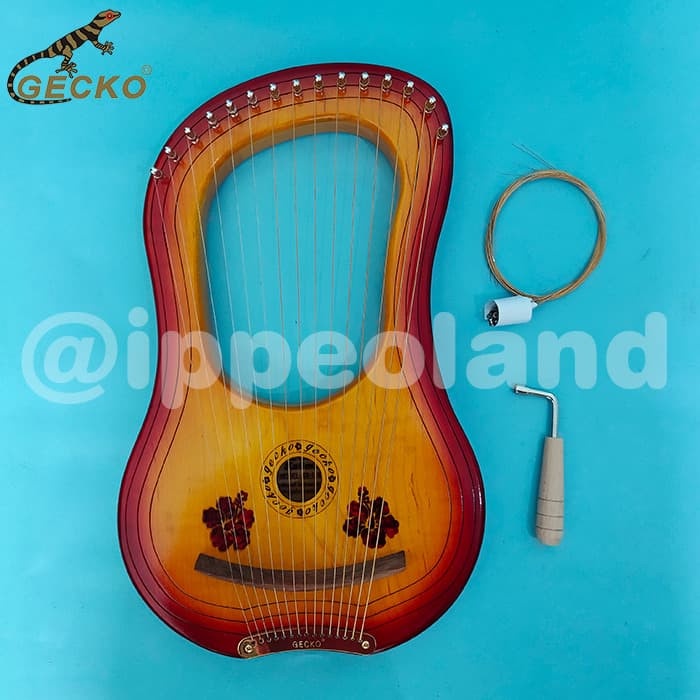 Jual tradisional-musik-alat- gecko lyre harp 15 string - canadian maple ...