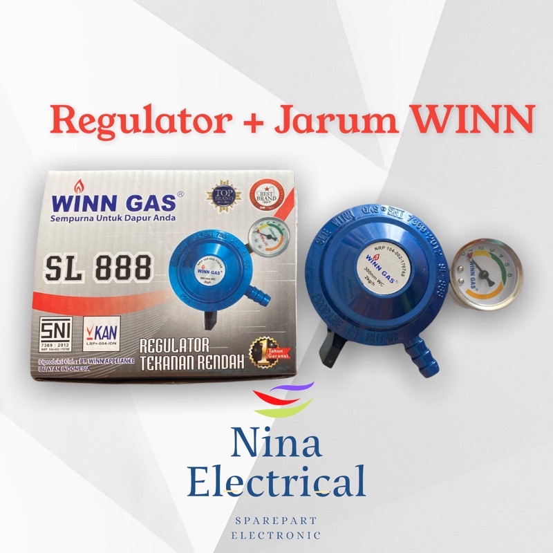 Jual REGULATOR KOMPOR GAS WINN GAS SLE 888 METER (BIRU) | Shopee Indonesia