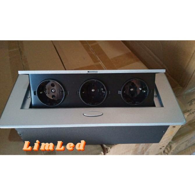 Jual Stop kontak meja lantai tanam 3 colokan / Stopkontak pop up 3 ...