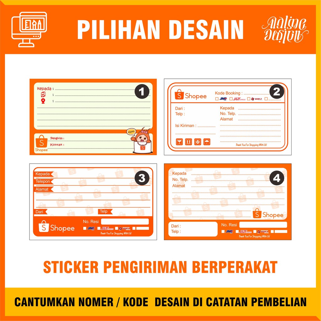 Jual sticker stiker label pengiriman shopee olshop 10x6 cm ready stock ...