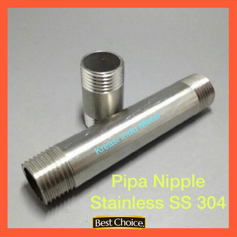 Jual Pipa nipple 2 x 100 mili / 10 cm SS304 -nepel nipel Stainless 304 ...