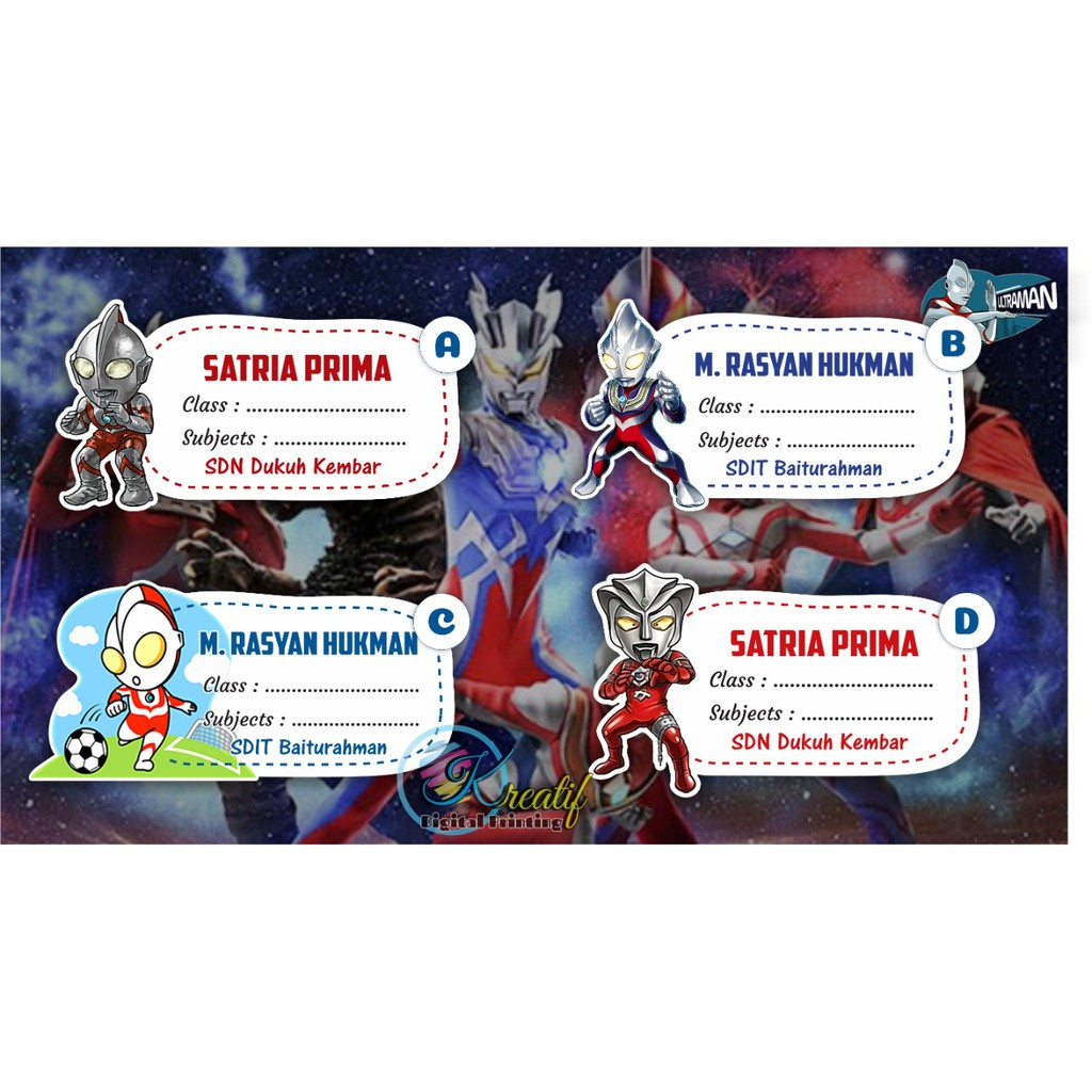Jual Stiker nama sampul buku Tulis Tema Ultraman | Shopee Indonesia