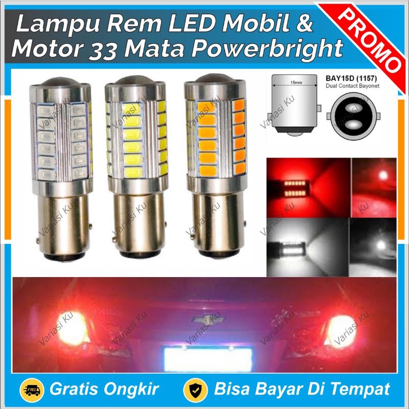 Jual LAMPU REM MOBIL & MOTOR LED POWER BRIGHT 33 MATA CANBUS NO ERROR ...