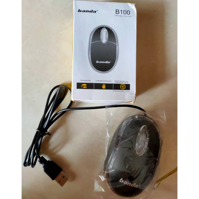 Jual Mouse Banda B100 USB Optical Mouse Kabel Komputer Laptop Murah ...