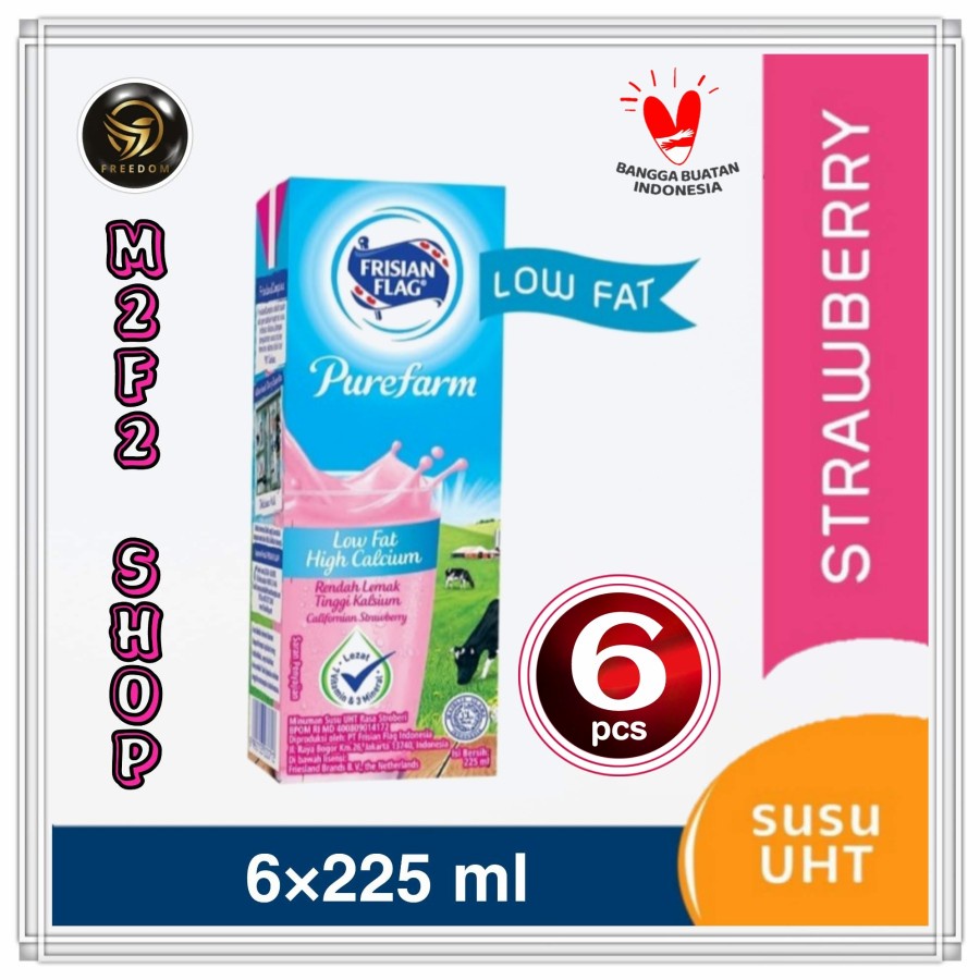 Jual Susu Bendera Frisian Flag Purefarm Low Fat Californian Strawberry | Stroberi Kotak UHT ...