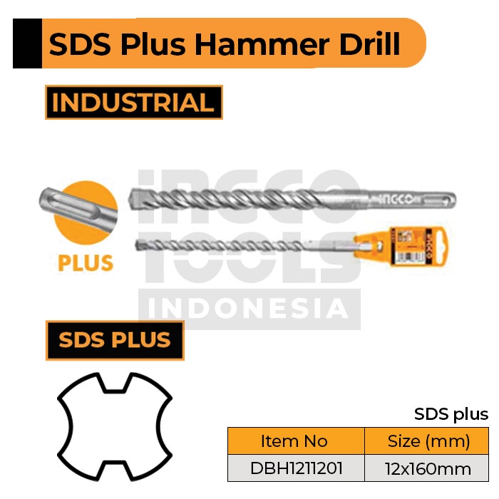 Jual SDS Plus Hammer Drill (12×160 mm) DBH1211201 - Mata Bor untuk ...