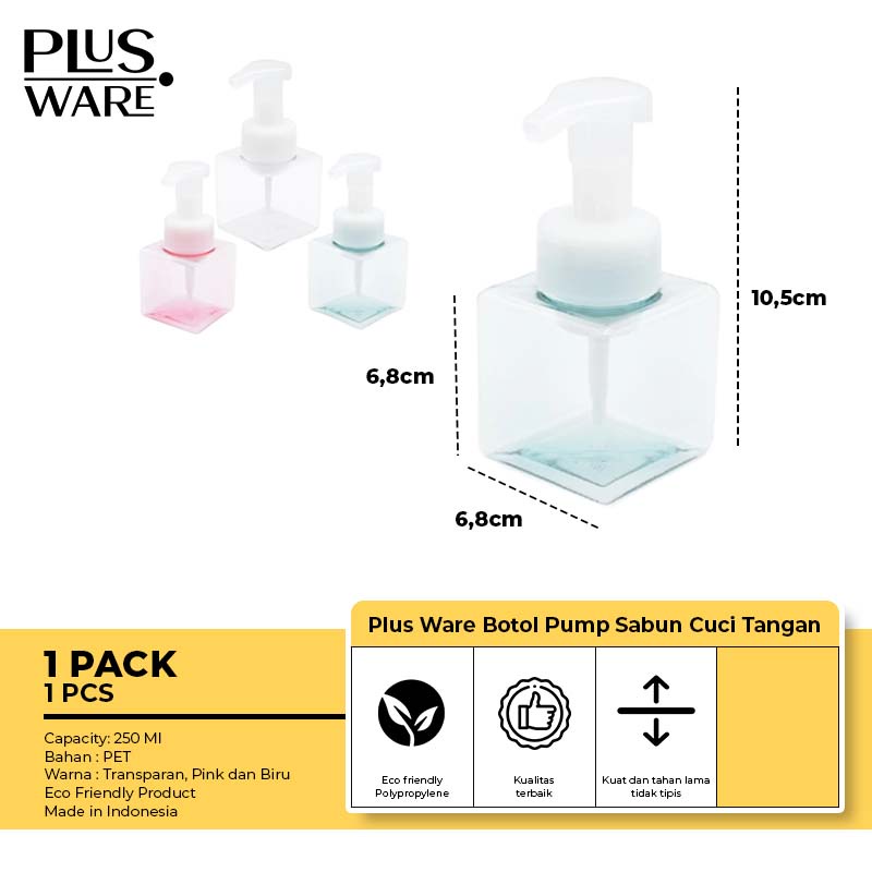 Jual Plusware Botol Pump Sabun Cuci Tangan Cair Foam Busa 250 Ml ...