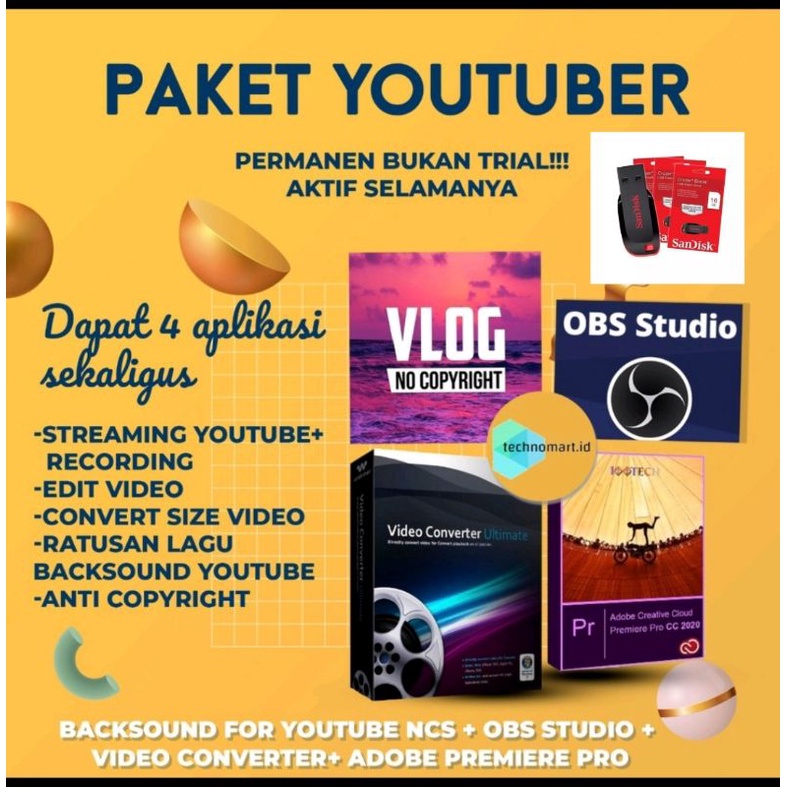 Jual Paket YouTube Obs Studio + Premiere pro + Video Converter + NCS no copy Right sound For ...