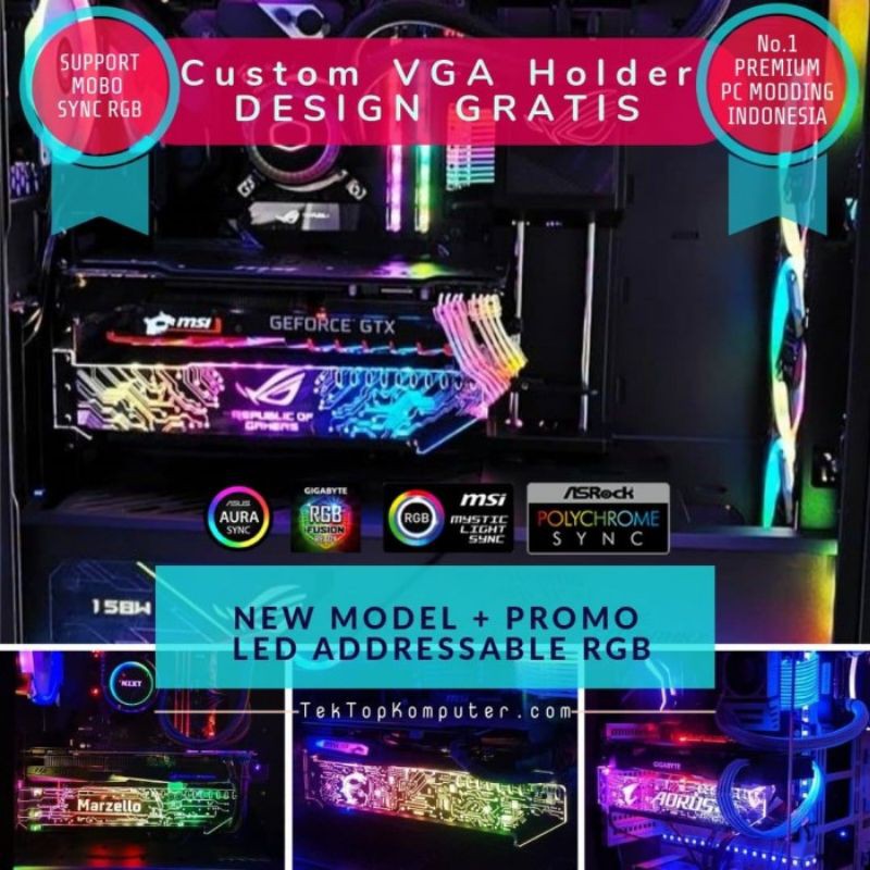 Jual VGA Holder Bracket Penyangga VGA Premium ARGB Led Rainbow Sync All ...